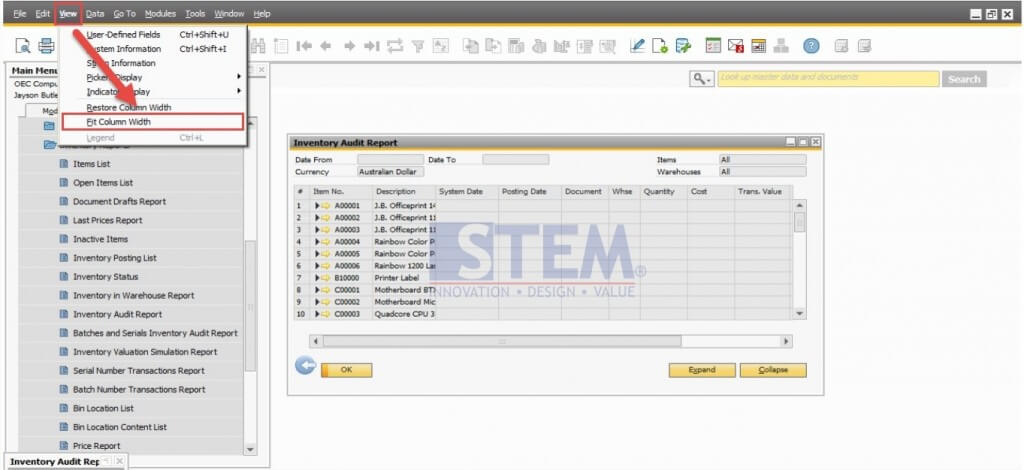 Adjust Column Width in SAP B1 Easily