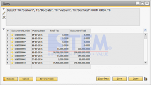 How to Display Total for a Column in SAP Business One Query Manager