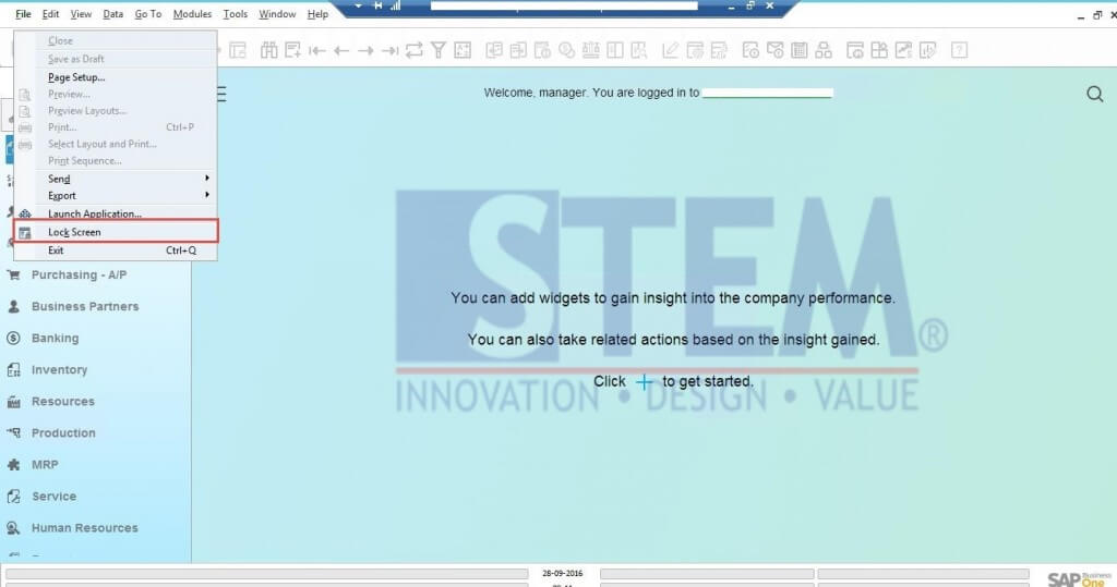How To Lock Screen and Change Password in SAP Business One