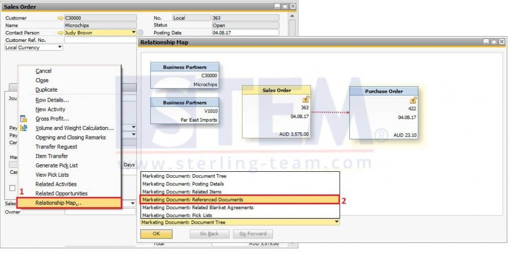 Link Documents with Referenced Document in SAP Business One