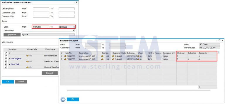 Backorder Qty Vs Open Order Qty