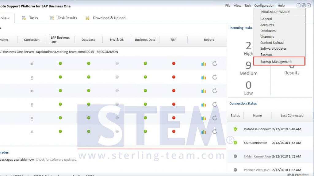 Setup Database Backup Schedule with RSP
