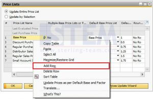 Using Price Update Wizard on Price List