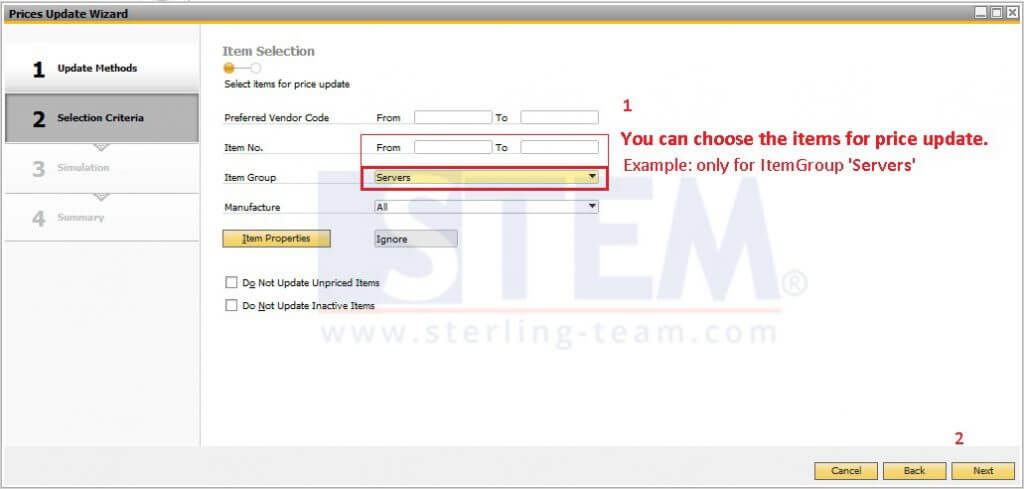 SAP B1 Price Update Wizard for Price List