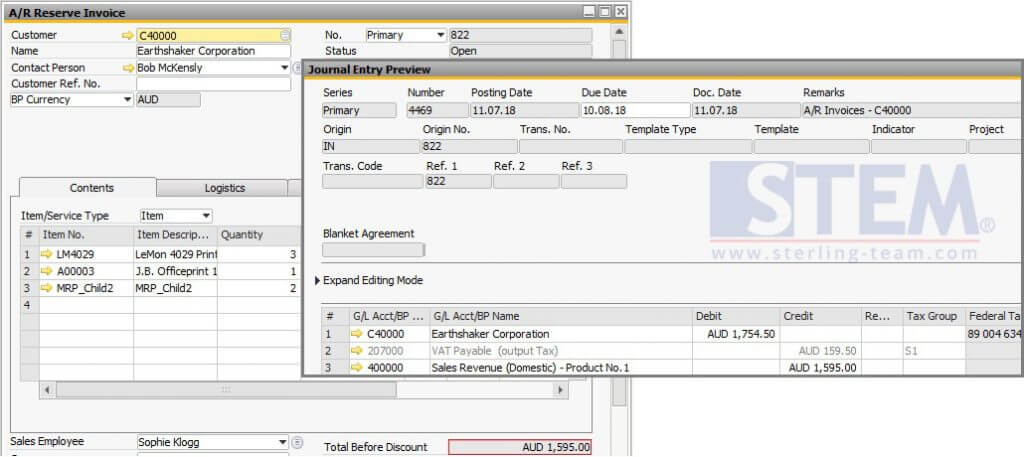 AR Invoice VS AR Reserve Invoice