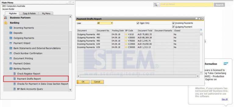 Preview Your Incoming or Outgoing Payment Draft