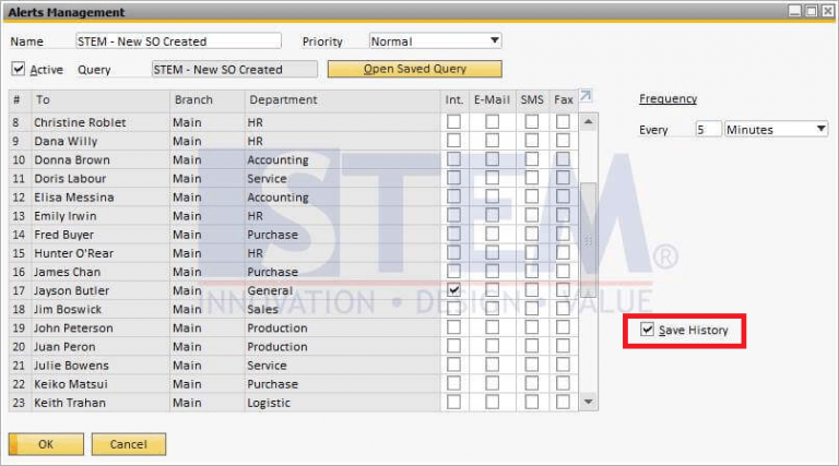 How to Save Alert History in SAP Business One