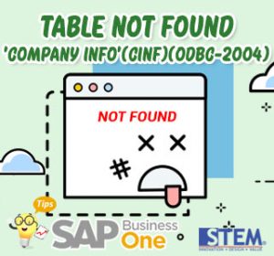 Table not found ‘Company Info'(CINF)(ODBC-2004)