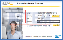 Logon to SAP Business One Microsoft 365 Integration Set Up Page