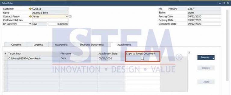 Set Up to Copy Attachment Document