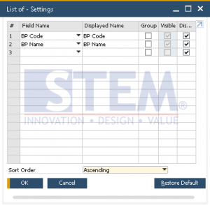 Add Search Criteria in SAP B1 Form Settings