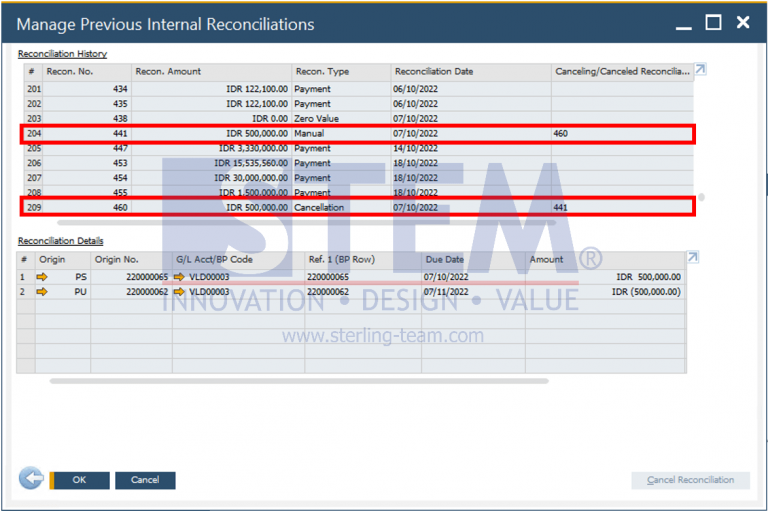 How to Cancel Manual Reconciliation in SAP Business One