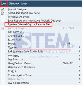 How to Preview External Crystal Reports in SAP B1
