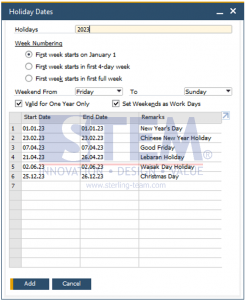 How to Set Public Holidays in SAP Business One