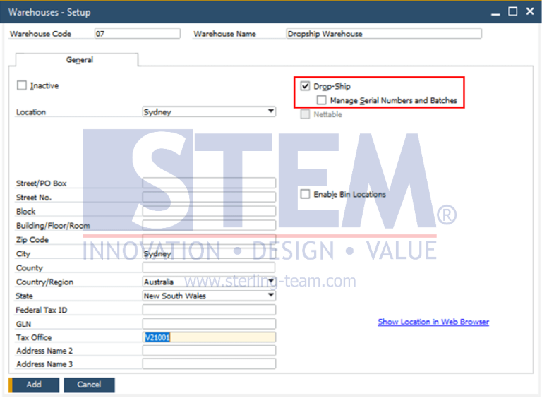 How to Manage Drop Ship Warehouse in SAP B1