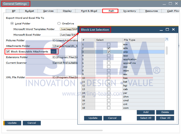 Block File Attachment Formats in SAP Business One