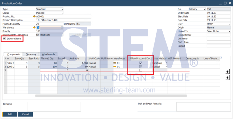 Auto Create PO from Production Order in SAP B1