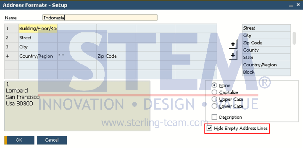 Hide Empty Address Lines in SAP Business One