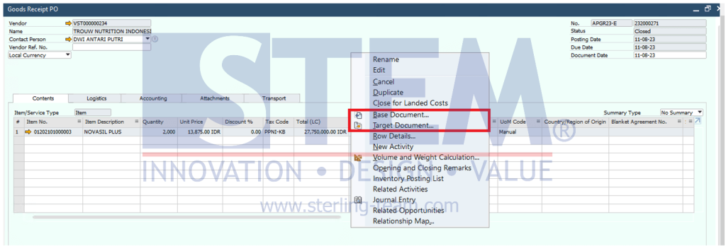 Quick Way to View Base & Target Docs in SAP B1