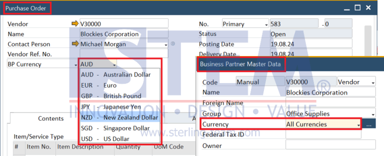 Set Default Currency & Hide All Currencies in SAP B1