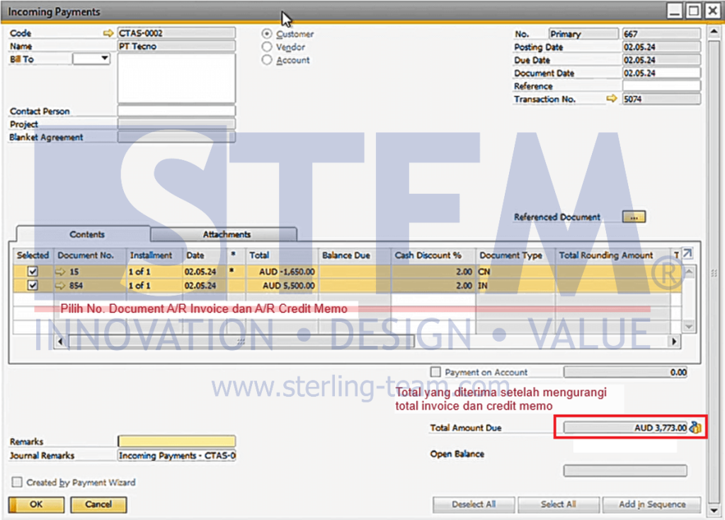 A/R Credit Memo for Returned Items in SAP B1