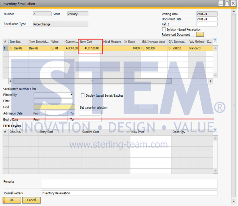 Inventory Revaluation in SAP Business One