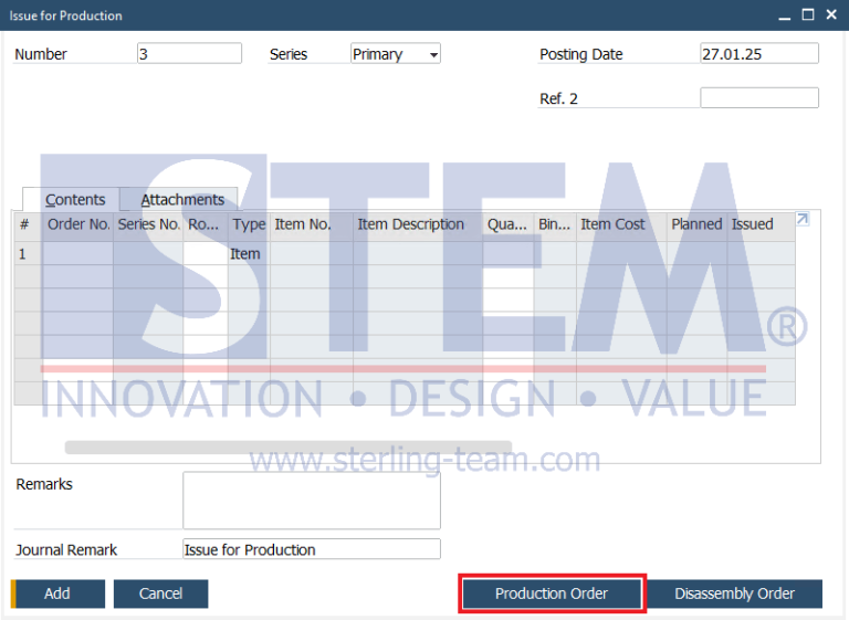How to Create Issue for Production in SAP B1
