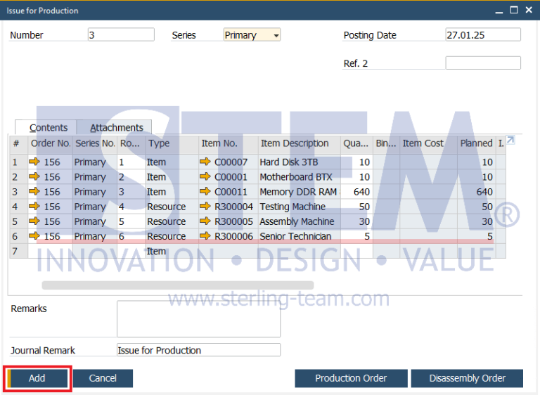 How to Create Issue for Production in SAP B1