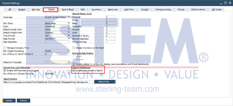 Optimize SAP B1 Data Search with Case-Sensitive Option