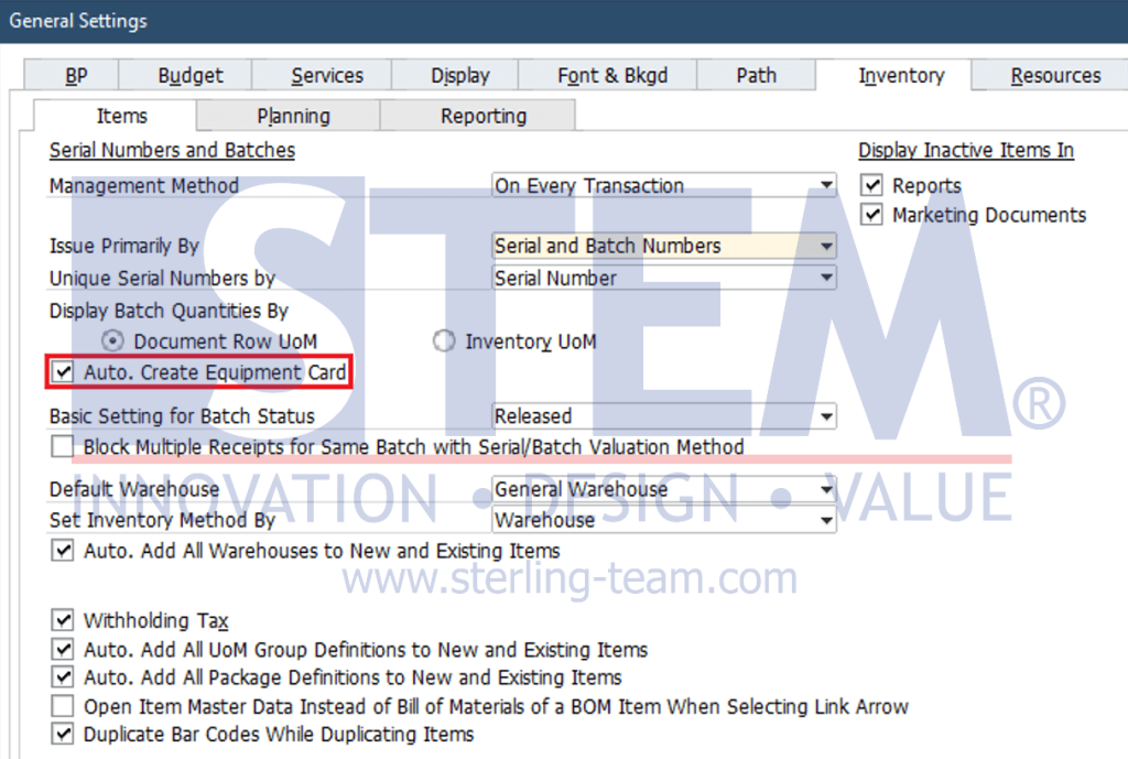 Auto-Create Equipment Cards in SAP Business One