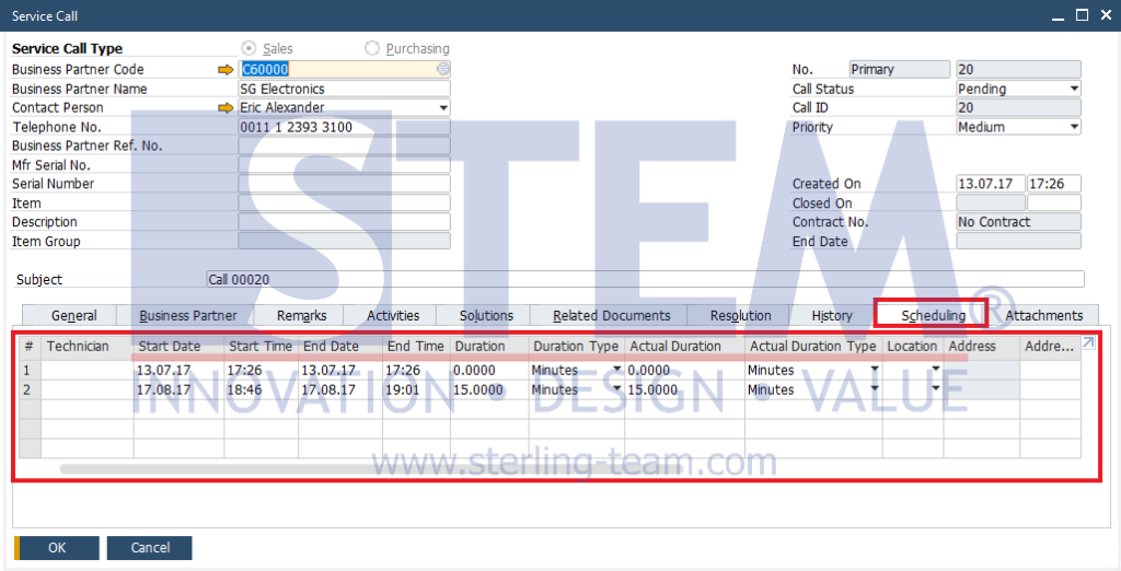 Enable Multiple Scheduling for SAP B1 Service Calls