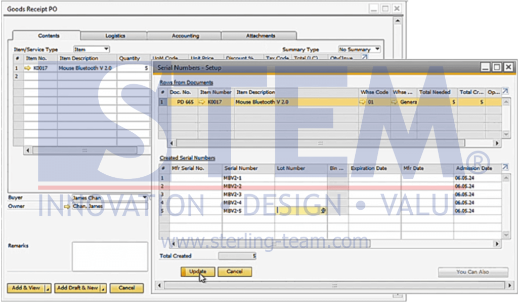 Manage Serial Numbers in SAP Business One