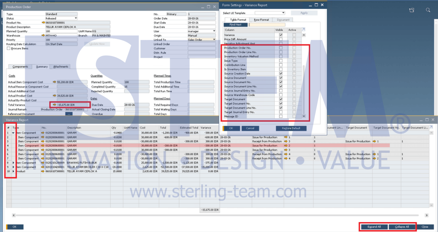 Enhanced Variance Report for Production Orders in SAP Business One 10.0 ...